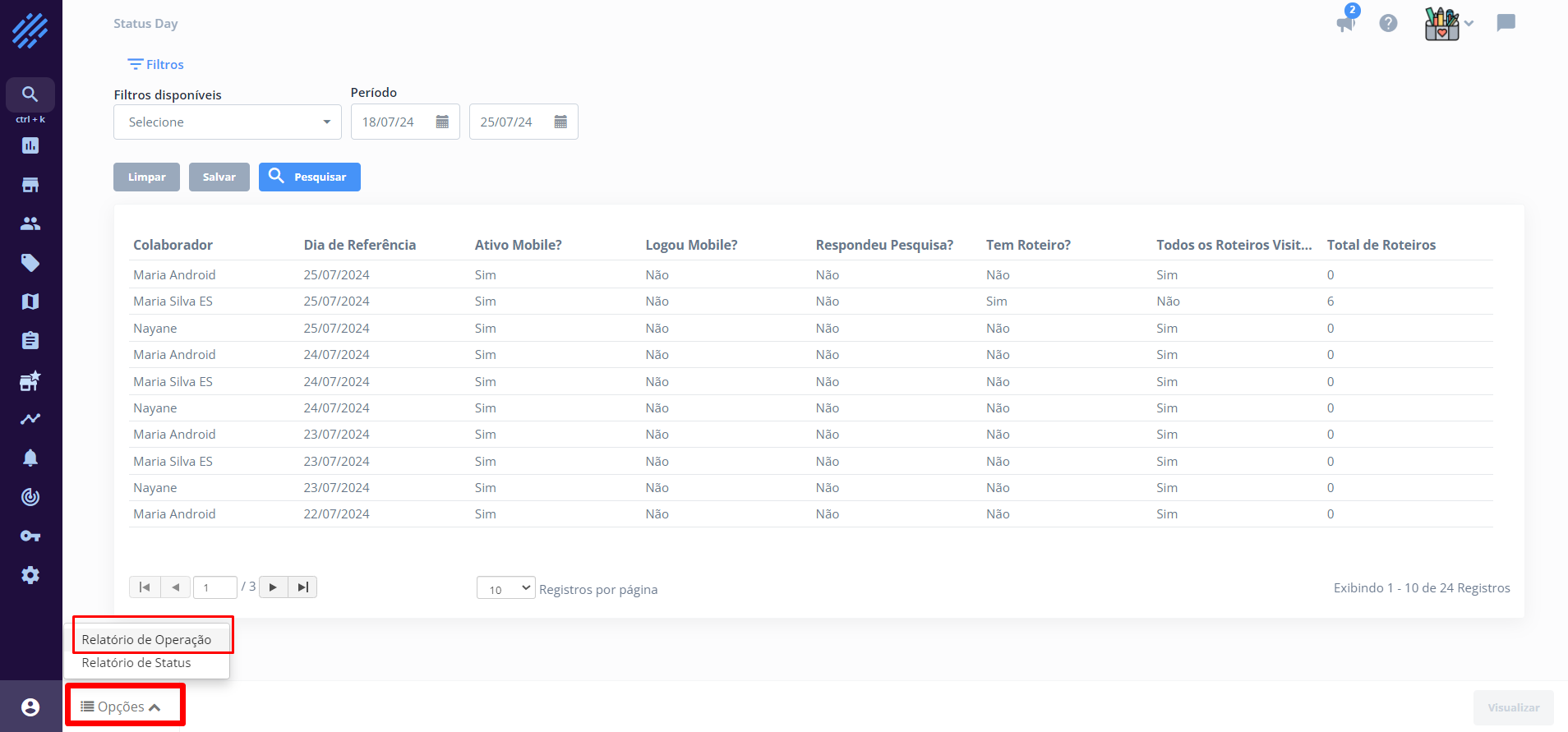 Relatório de Operação – Involves Stage - Central de Ajuda
